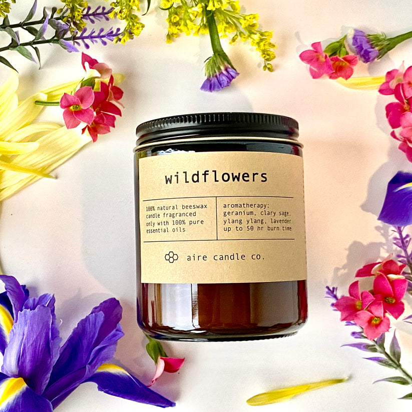 wildflowers beeswax candle – aire candle co.
