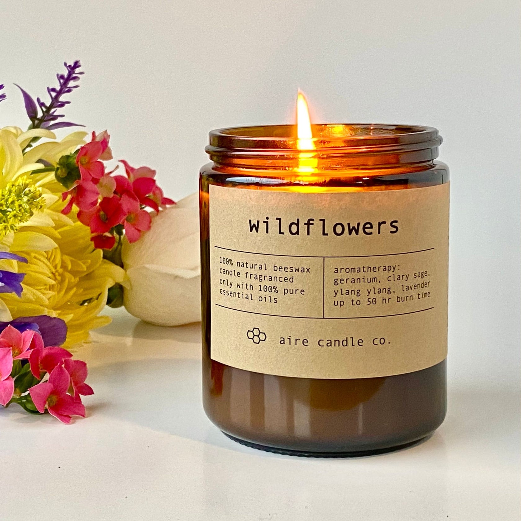 wildflowers beeswax candle – aire candle co.